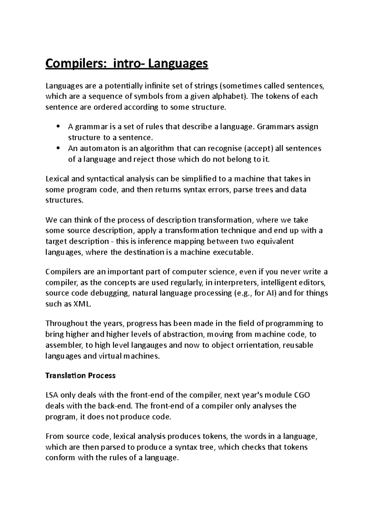 Compilers- intro- Languages - Compilers: intro- Languages Languages are a potentially infinite ...