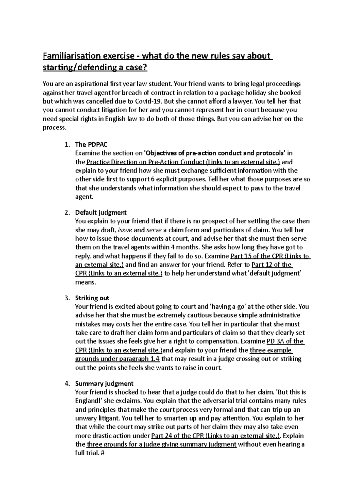 Familiarisation exercise - what do the new rules say about starting ...