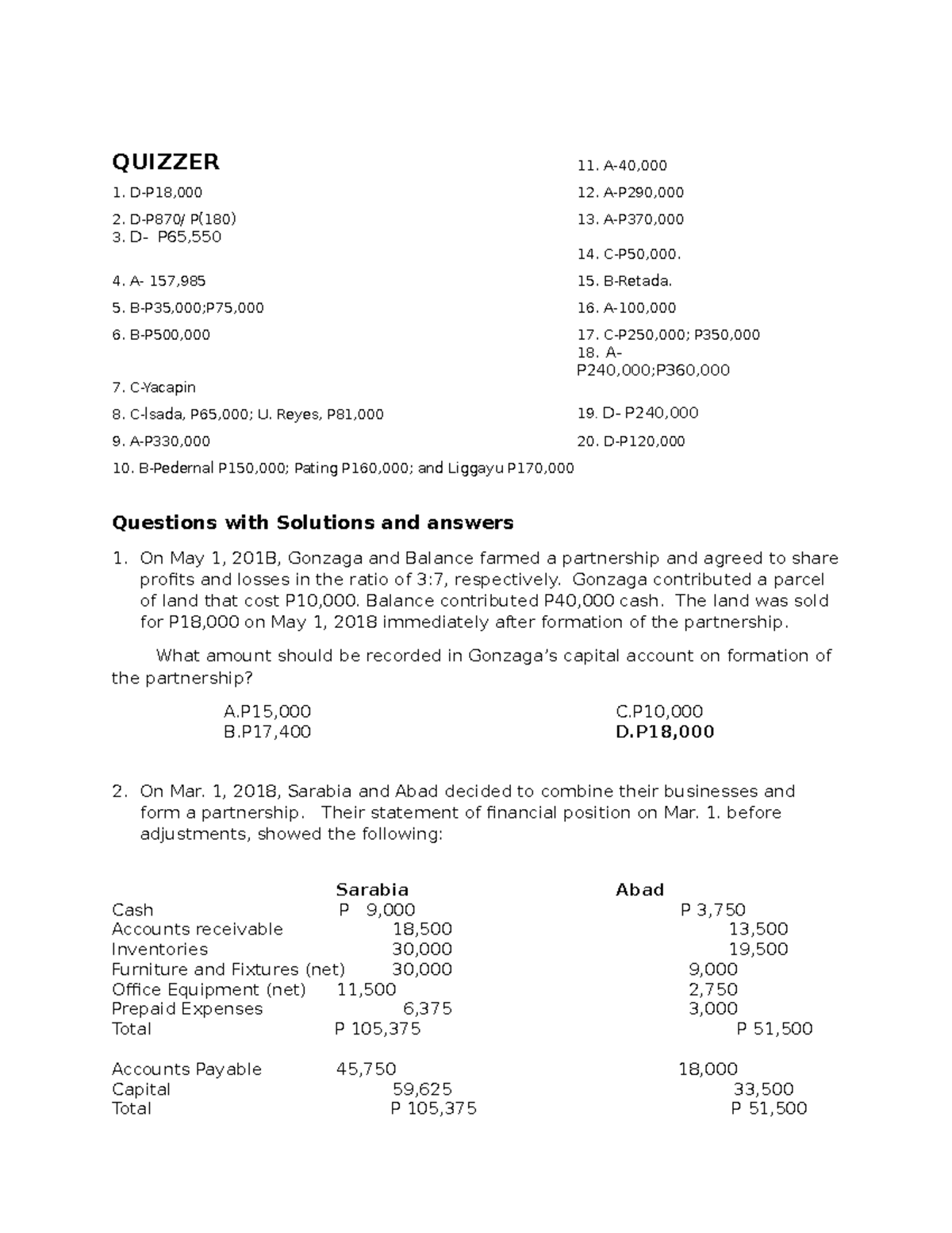 Sample/practice exam 29 March 2019, answers - Introduction To Financial ...