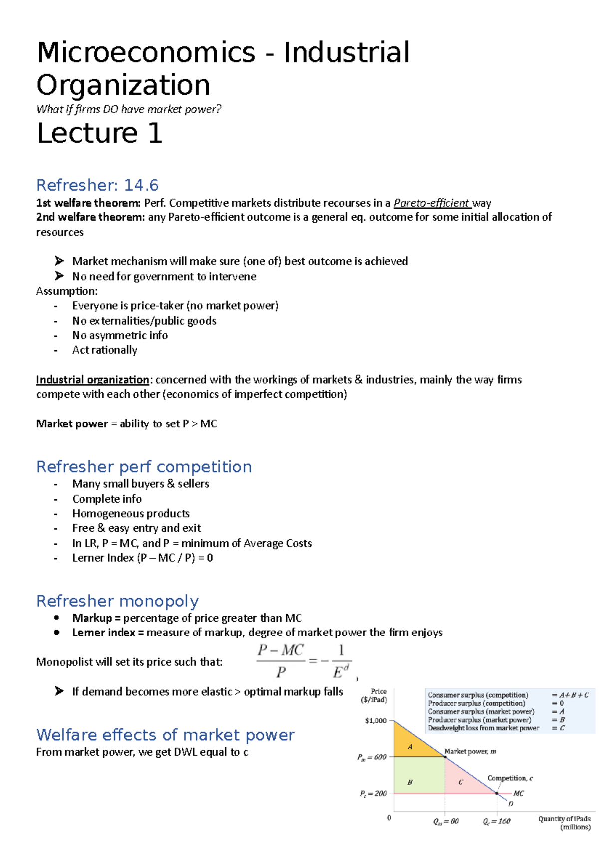 Microeconomics lecture 1 - Microeconomics - Industrial Organization ...