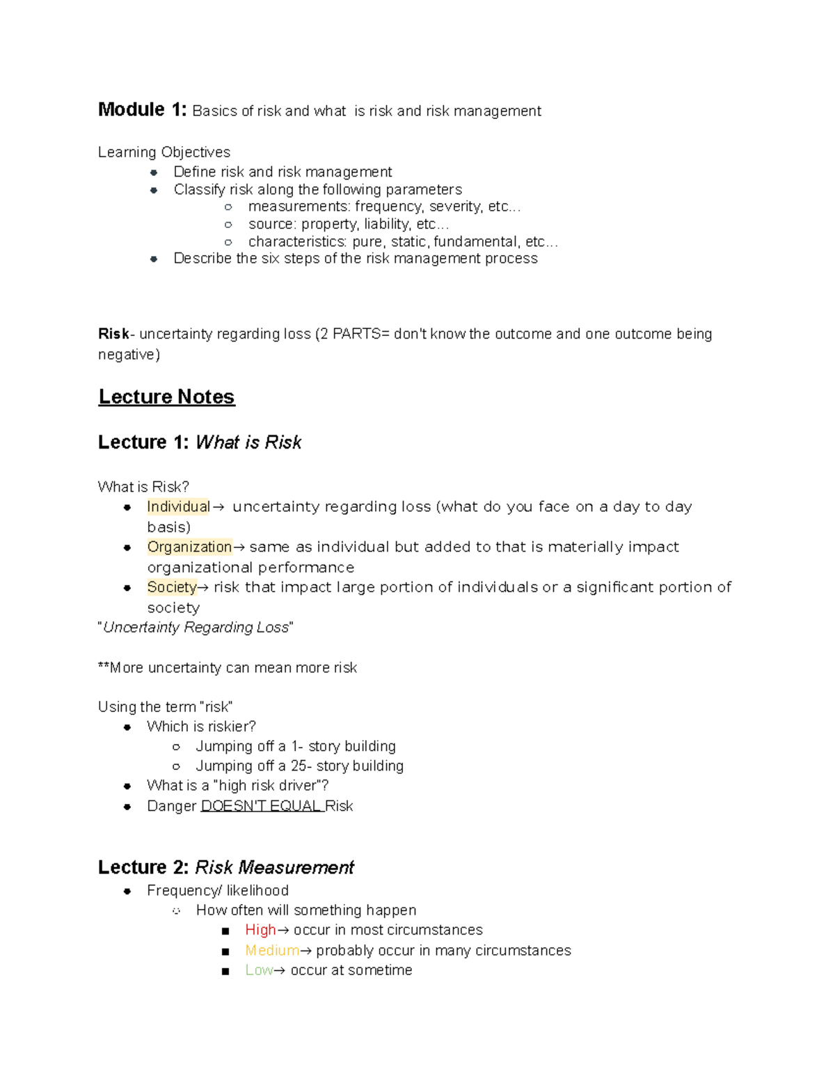 Module 1 - Charles Nyce - Module 1: Basics of risk and what is risk and ...