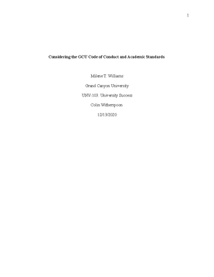 UNV103 T3 Your GCU Experience - Topic 3 Managing Your GCU Experience ...