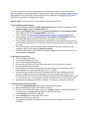 Fin 250 Milestone 1 - Fin-250: Milestone 1 Instructor Gary Simmerman ...