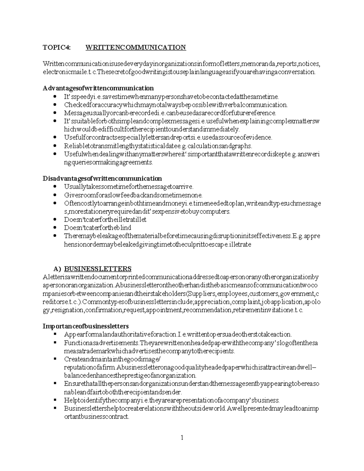 .BCS Topic 4-6 1668517421000 - TOPIC4: WRITTENCOMMUNICATION - Studocu