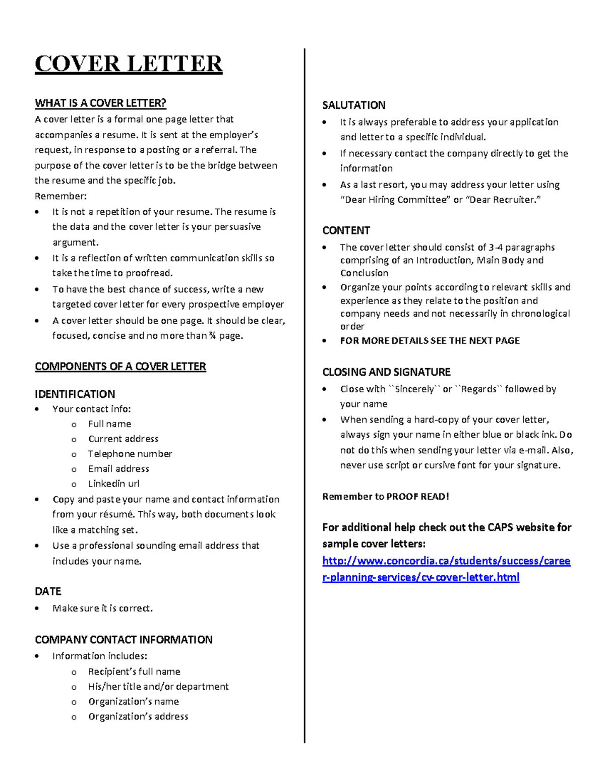 Guide to write cover letter - COVER LETTER WHAT IS A COVER LETTER? A ...