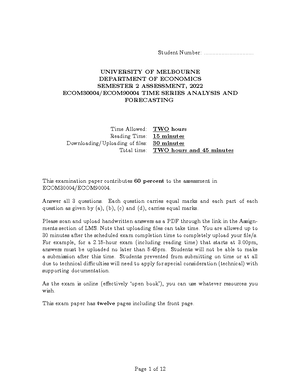Tutorial 8 - questions and solutions - 1 ECOM30004/90004 – TIME SERIES ANALYSIS AND FORECASTING ...