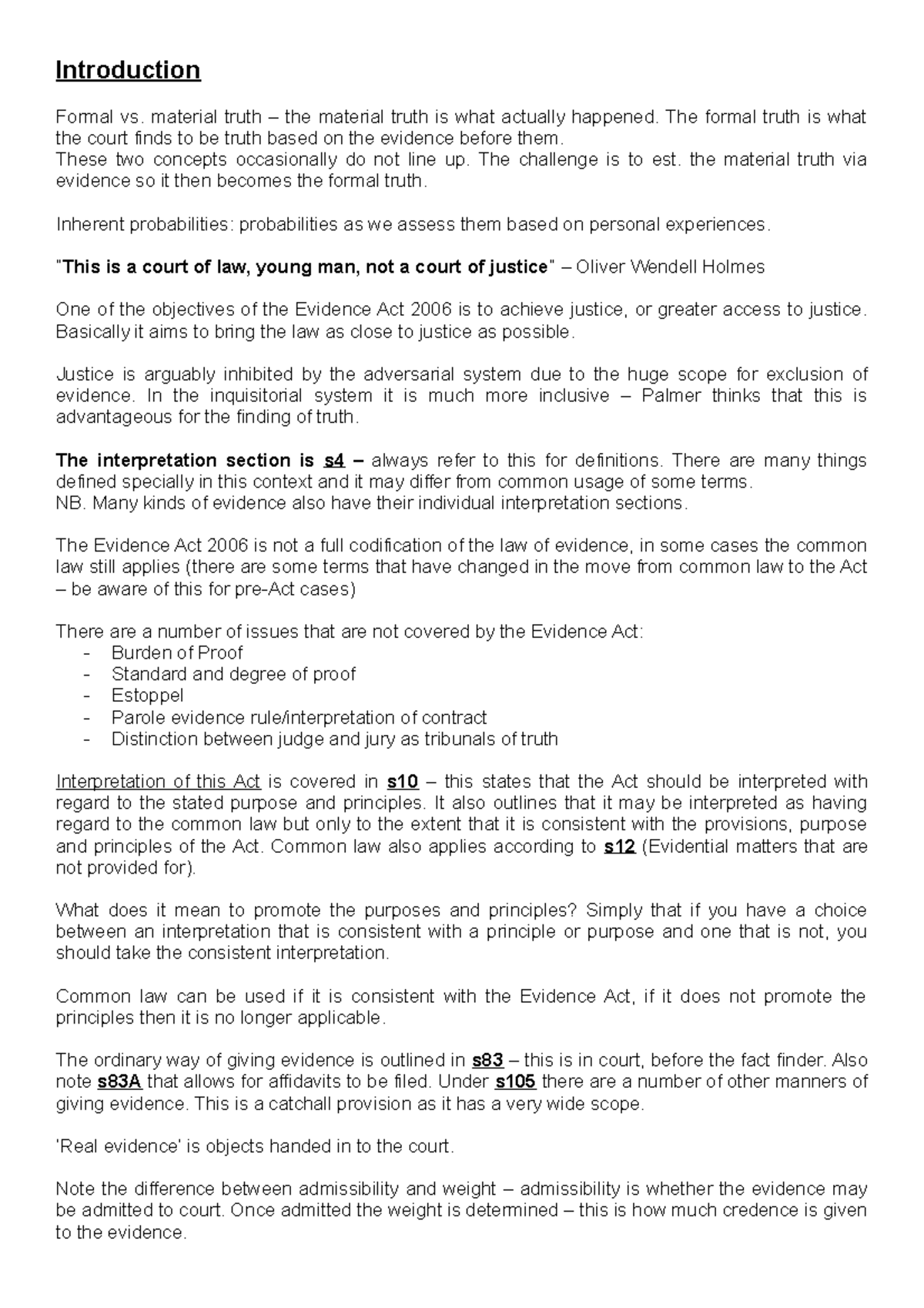 Evidence-for-Dummies-Full-Notes - Introduction Formal vs. material ...