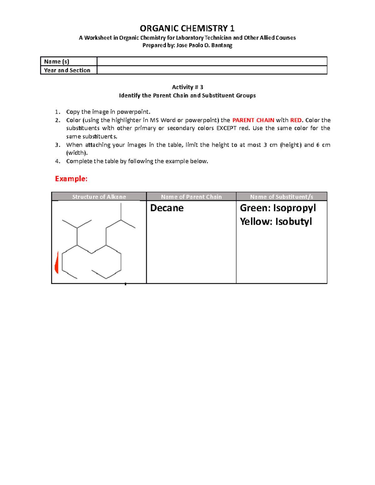 Activity 3 - Organic Chemistry - TUP - Studocu