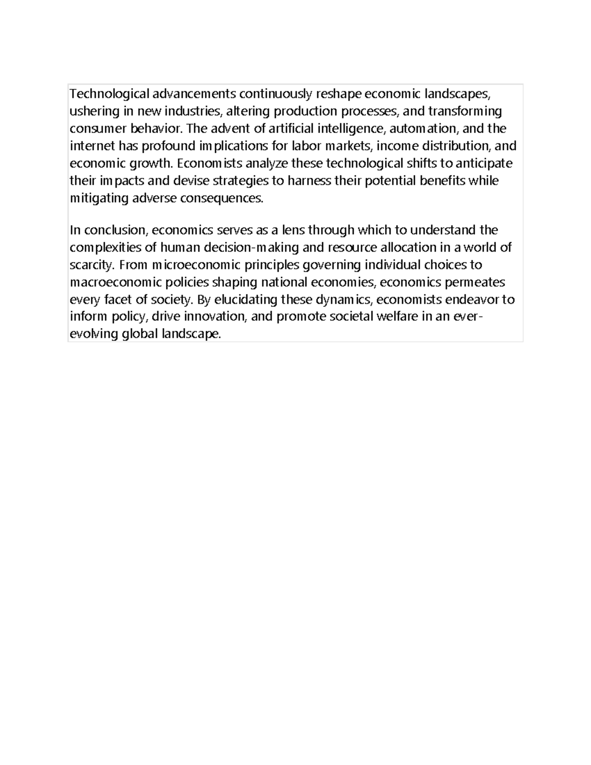 Eco7 - none - Technological advancements continuously reshape economic ...