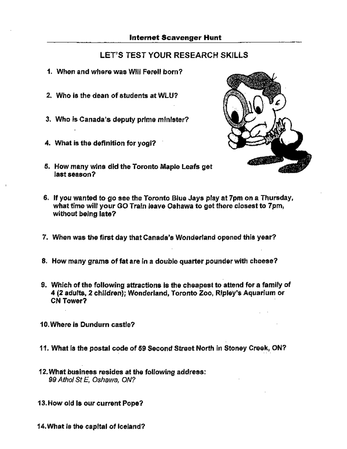 First Day Internet Scavenger Hunt - Studocu