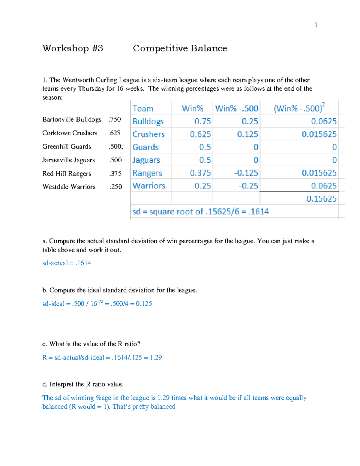 2P03 Workshop 3 Solutions Competitive Balance - 1 Workshop Competitive ...