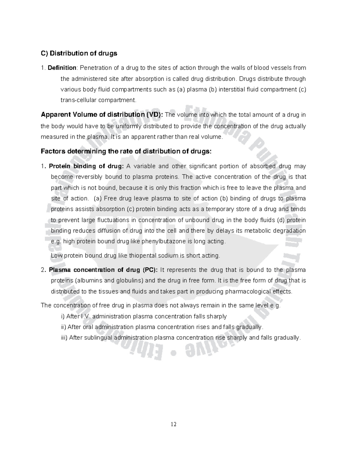 pharmacology-Distribution of drugs - 12 C) Distribution of drugs ...