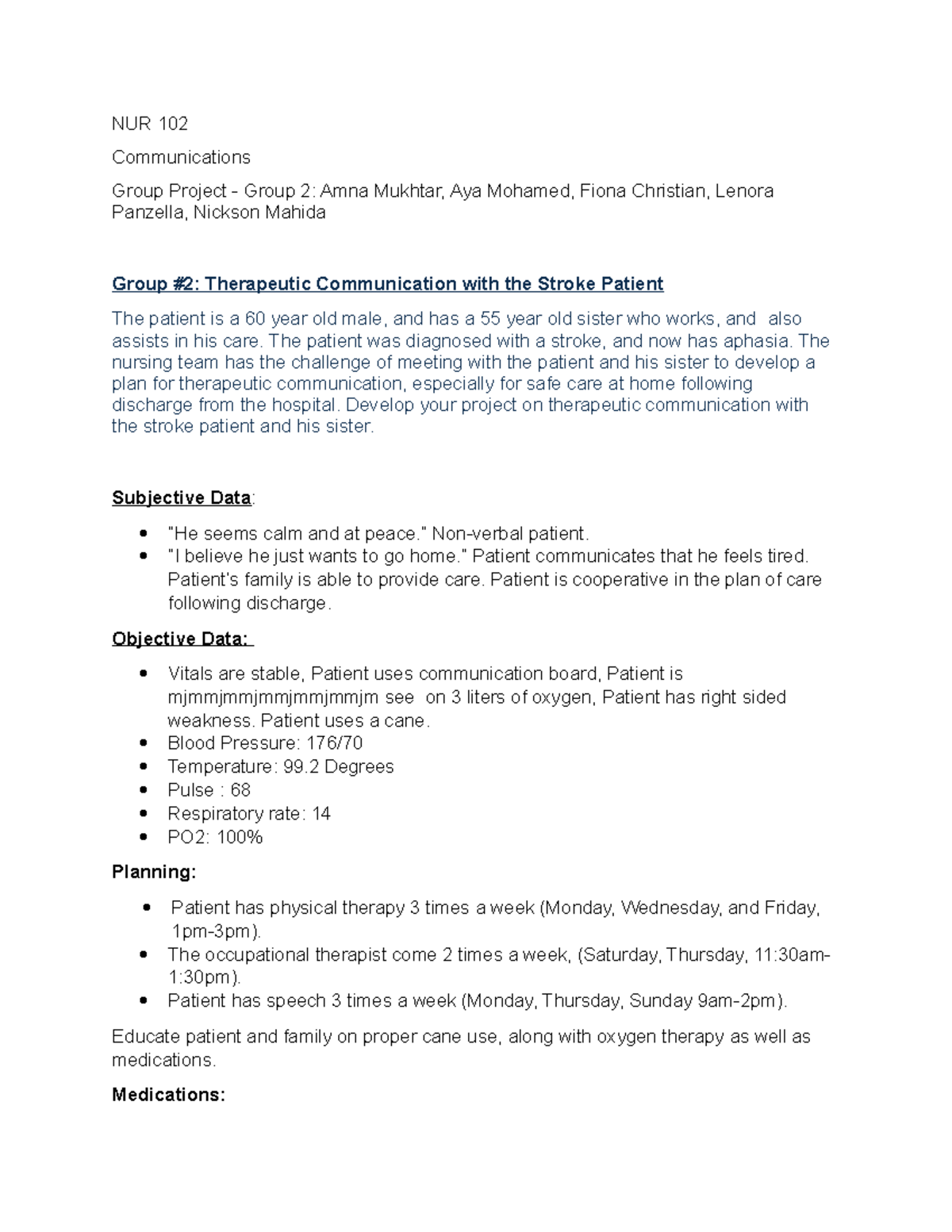 Group 2 - NUR 102 Project - NUR 102 Communications Group Project ...