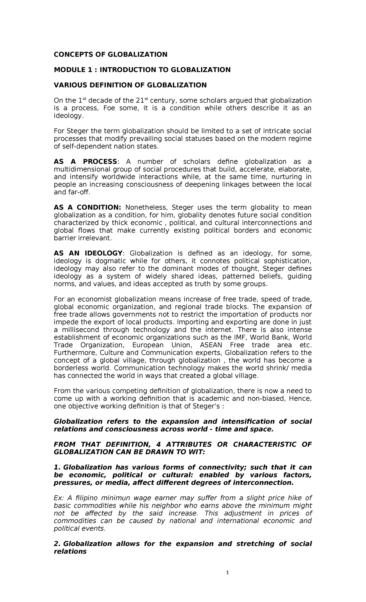 Socsci 103N - Midterm Reviewer - CONCEPTS OF GLOBALIZATION MODULE 1 ...