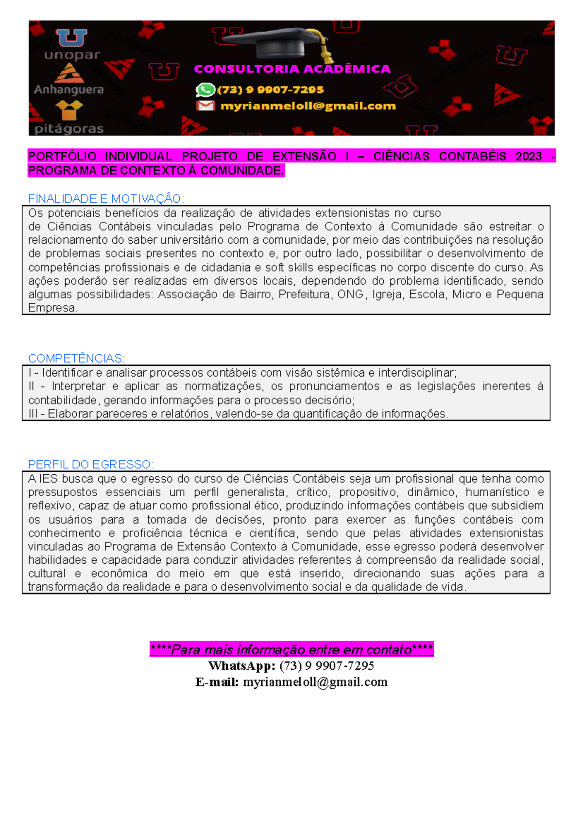 Projeto De Extensão - Ciências Contábeis Unopar - RETOEDU