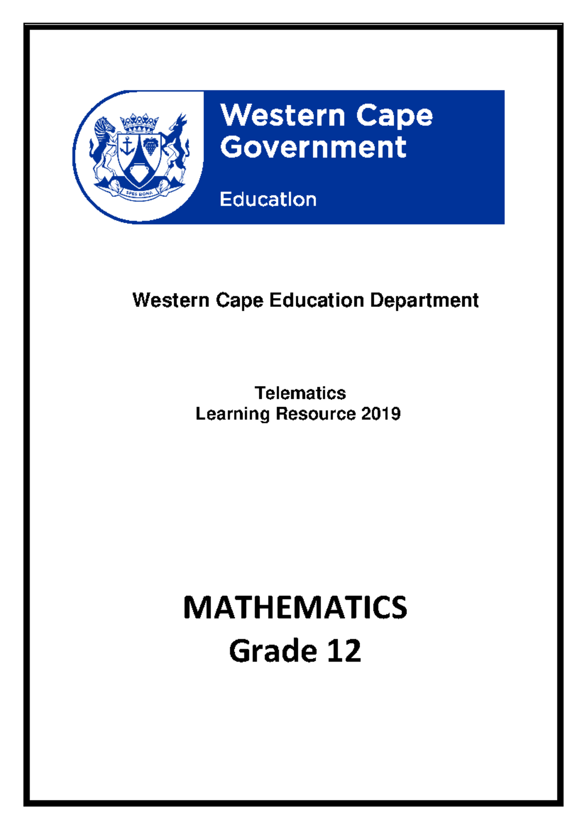 2019 Gr12 Maths wkbk - notes - Western Cape Education Department ...