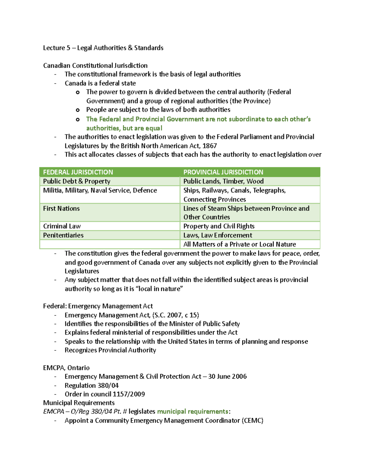Lecture 5 - Legal Authorities and Standards - Lecture 5 – Legal ...