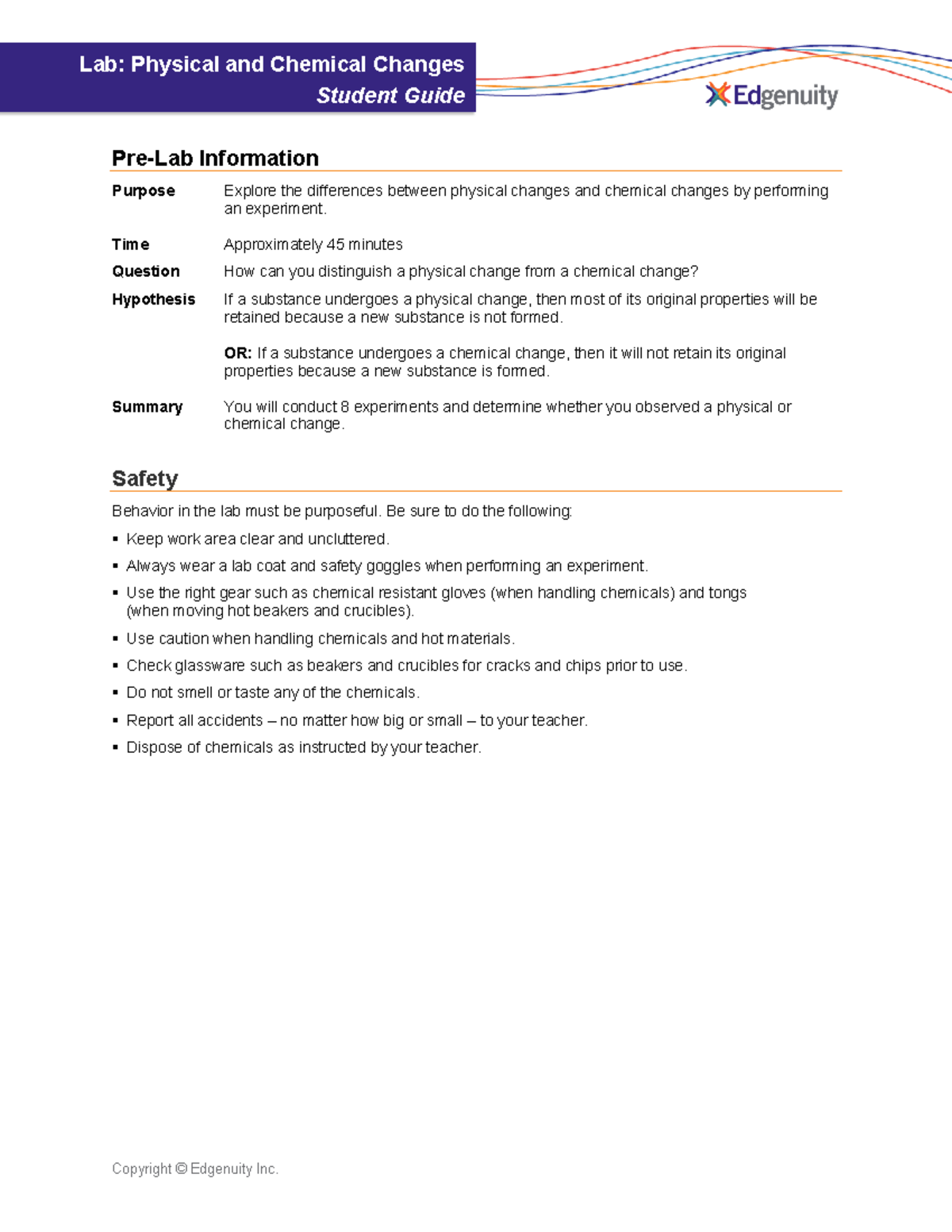 3210 02 02 student guide - Lab: Physical and Chemical Changes Student ...