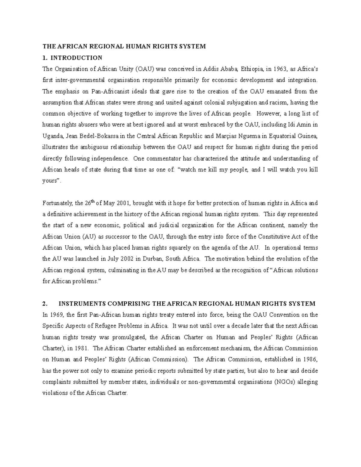 THE African Regional Human Rights System - THE AFRICAN REGIONAL HUMAN ...