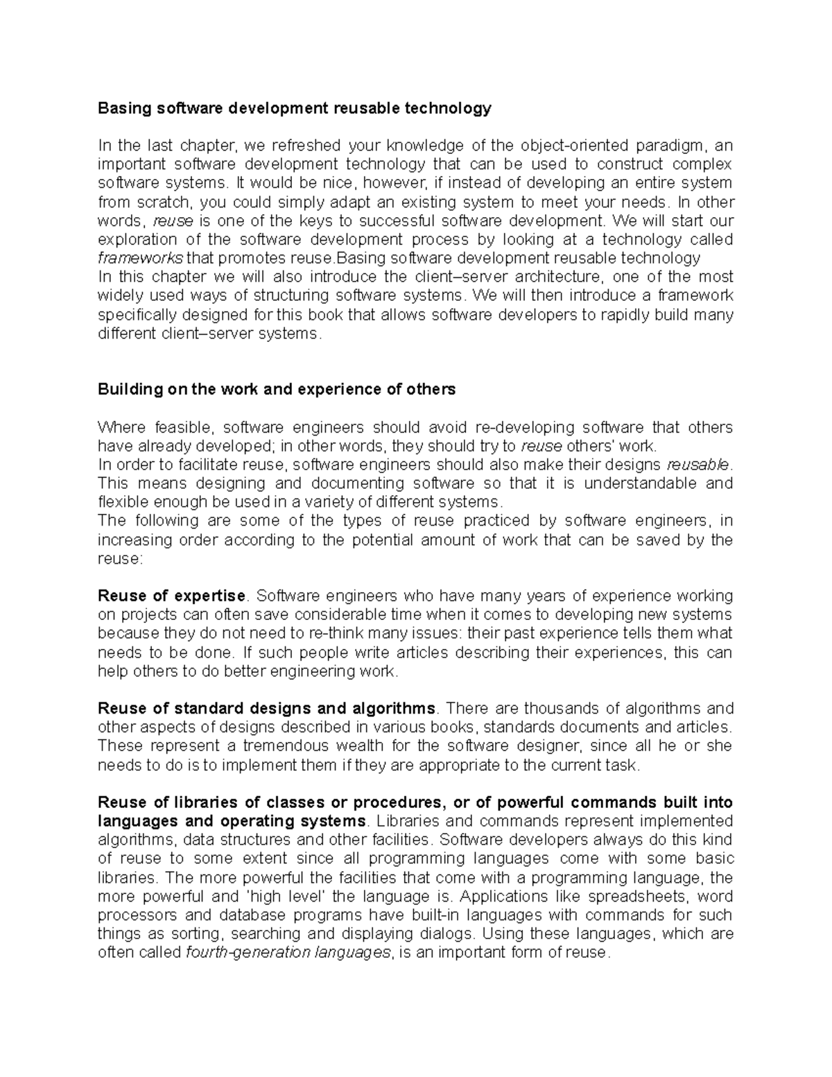 Basing Software Development Reusable Technology - Basing software development reusable ...