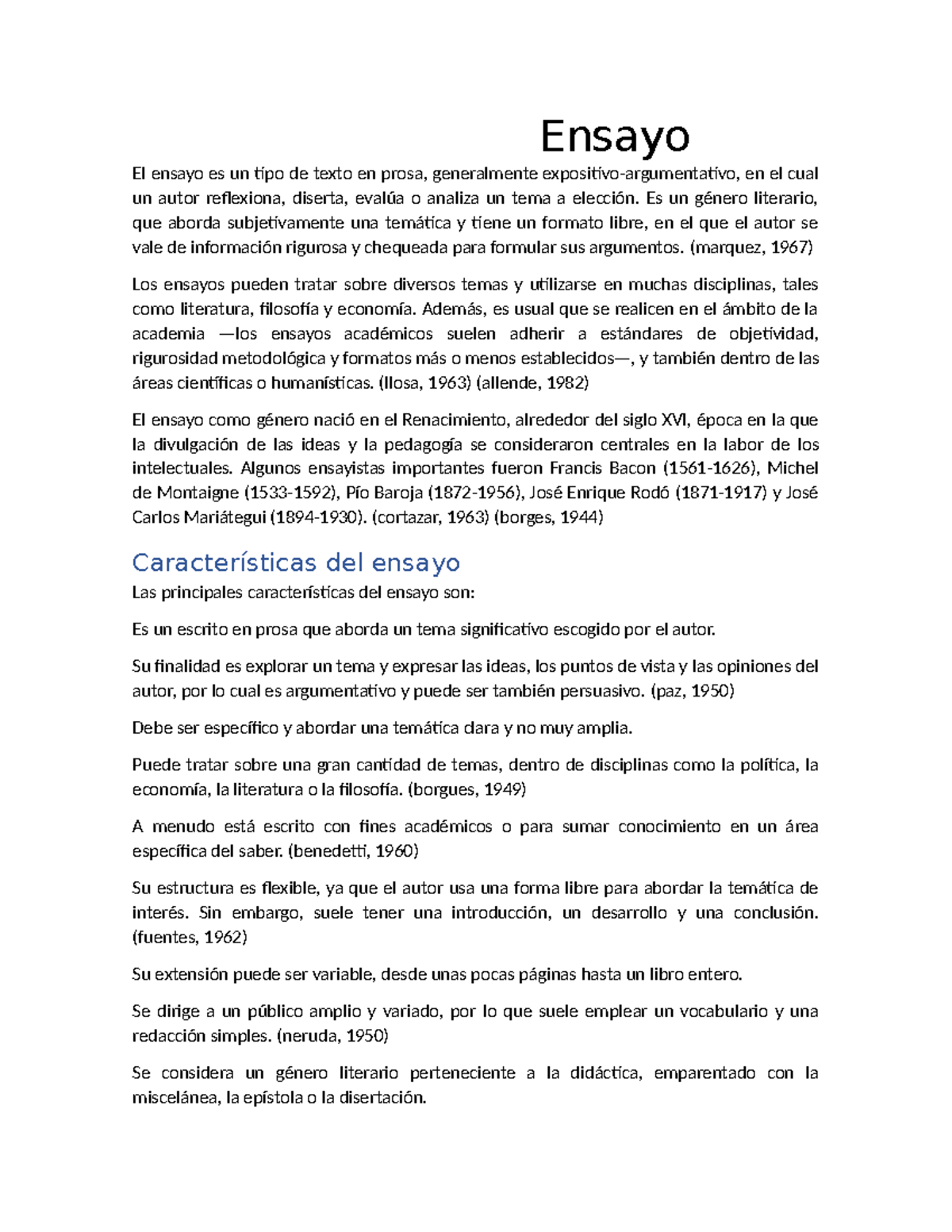 Actividad en equipo sobre las citas - Ensayo El ensayo es un tipo de texto en prosa ...