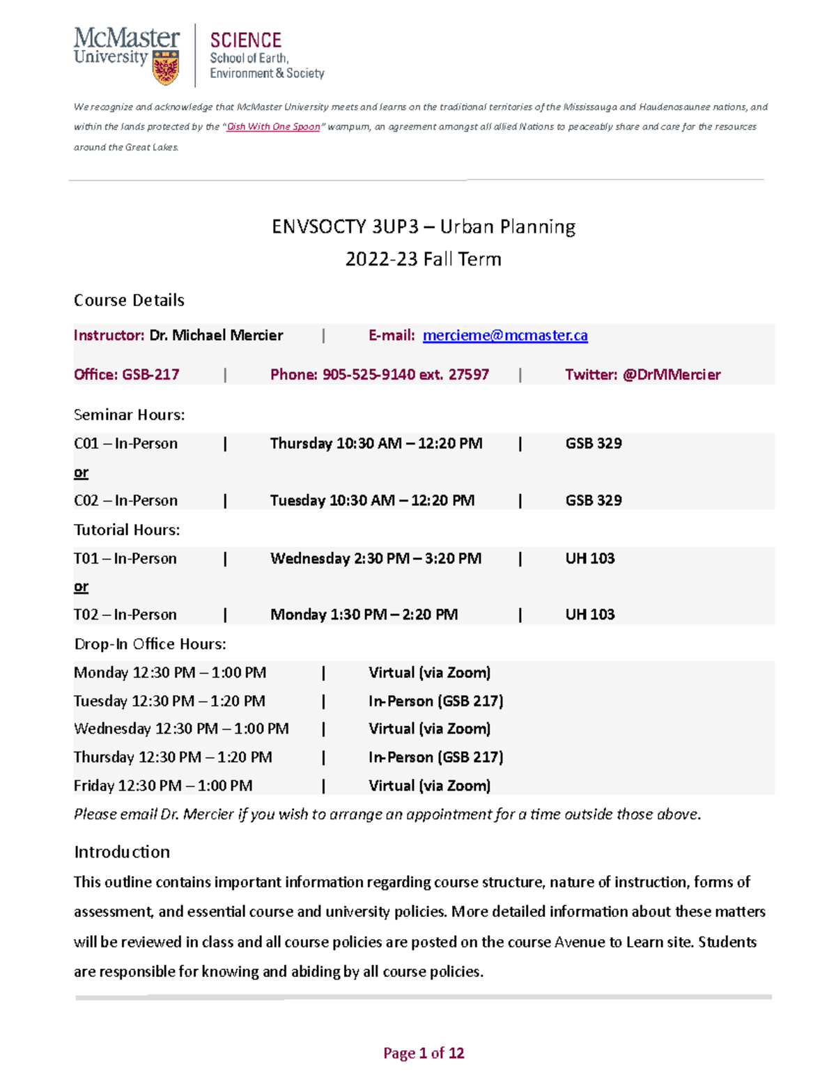 Envsocty-3UP3 - Course Outline - We recognize and acknowledge that ...