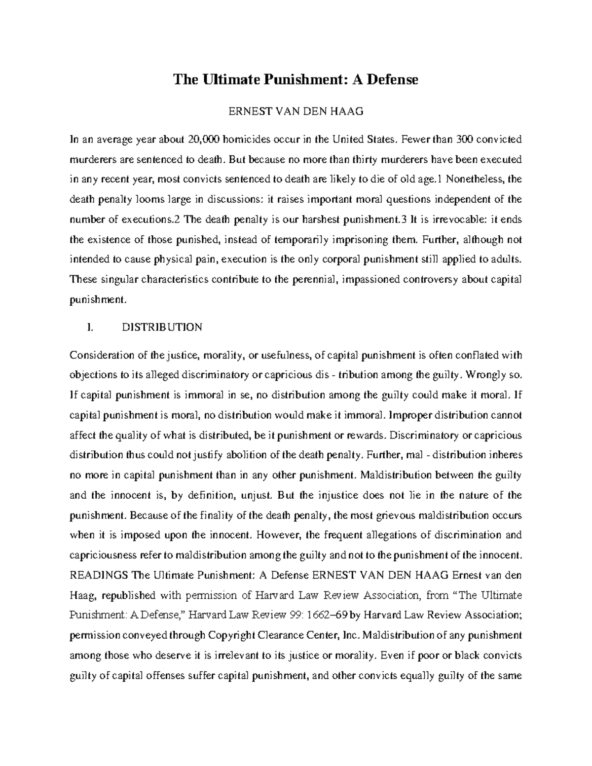 The Ultimate Punishment-A Defense - The Ultimate Punishment: A Defense ...