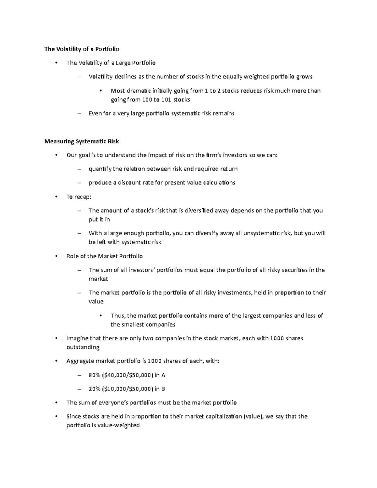 Lecture Notes 11b - The Volatility of a Portfolio - The Volatility of a ...