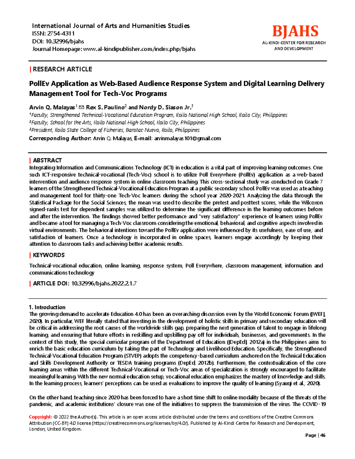 Application as Web-Based Audience Response System and Digital Learning ...