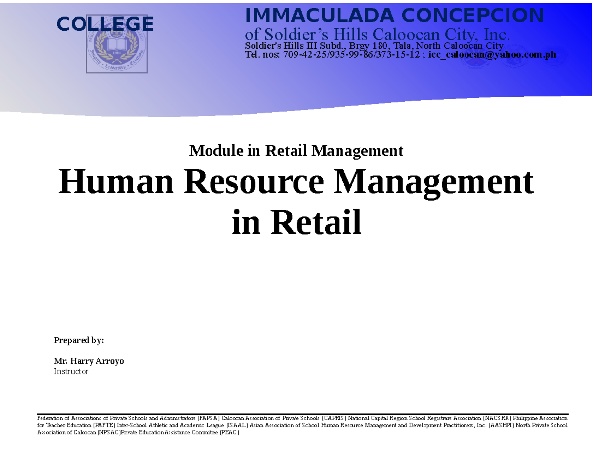 7 PROF7 Human Resource Management in Retail - Module in Retail ...