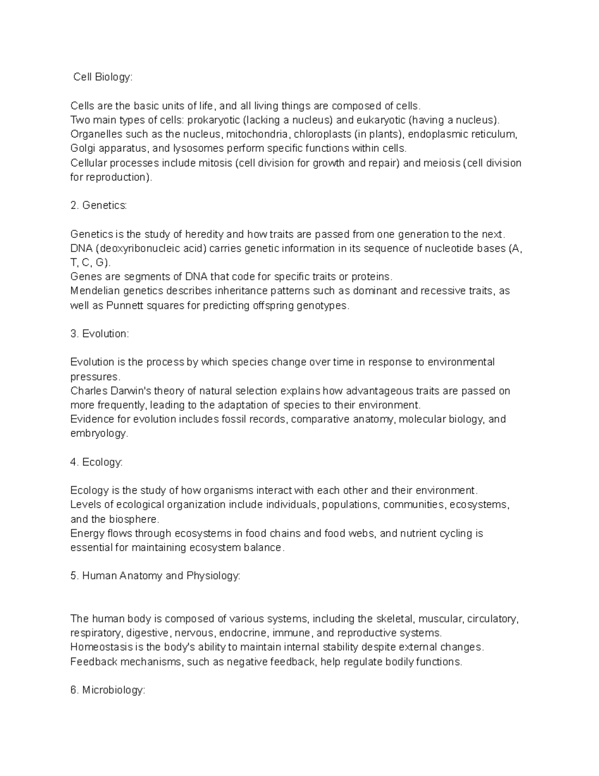 Untitled document - class note - Cell Biology: Cells are the basic ...