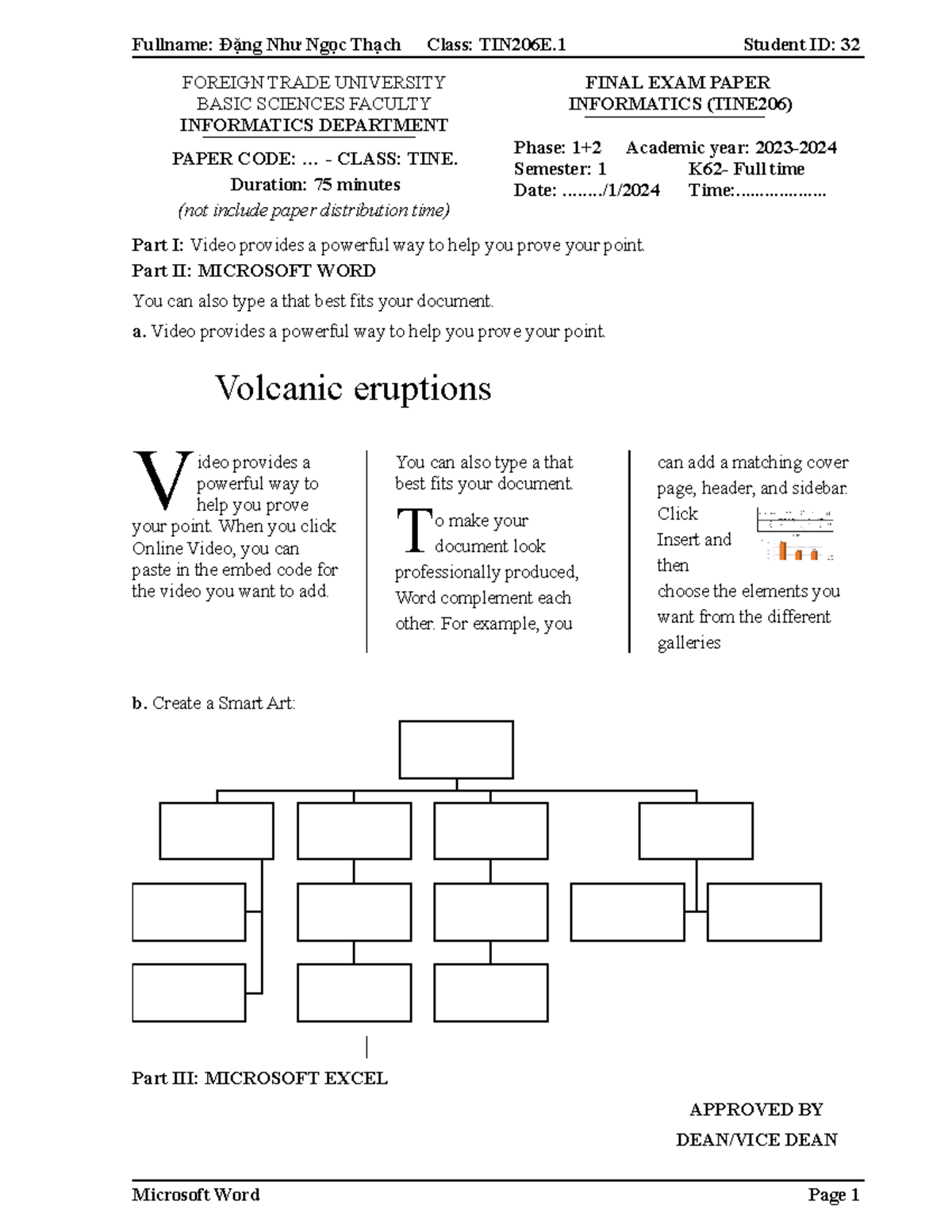 practice word excercise No5 W13 - Fullname: Đặng Như Ngọc Thạch Class ...