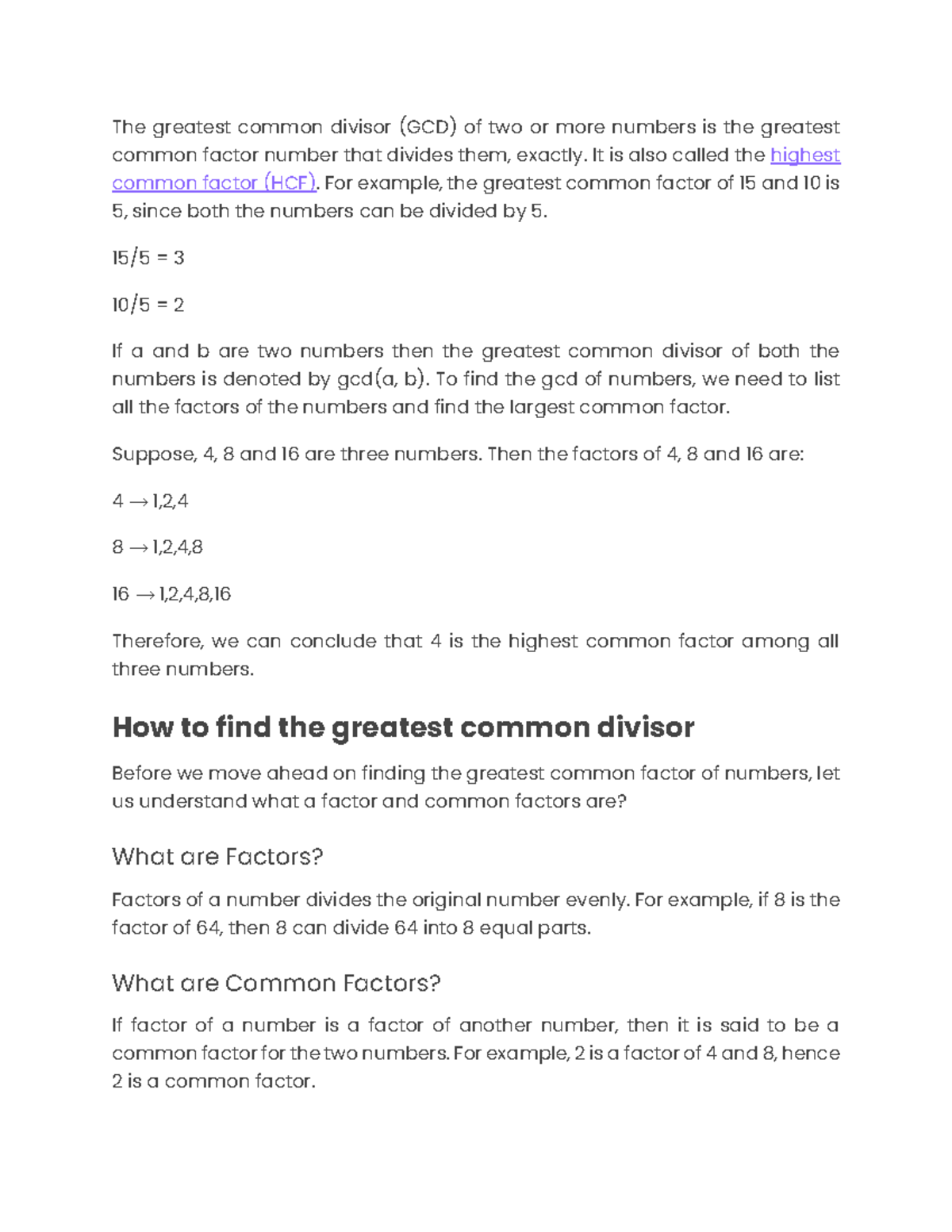 Gcd unit 6 - unit 6 - The greatest common divisor (GCD) of two or more ...