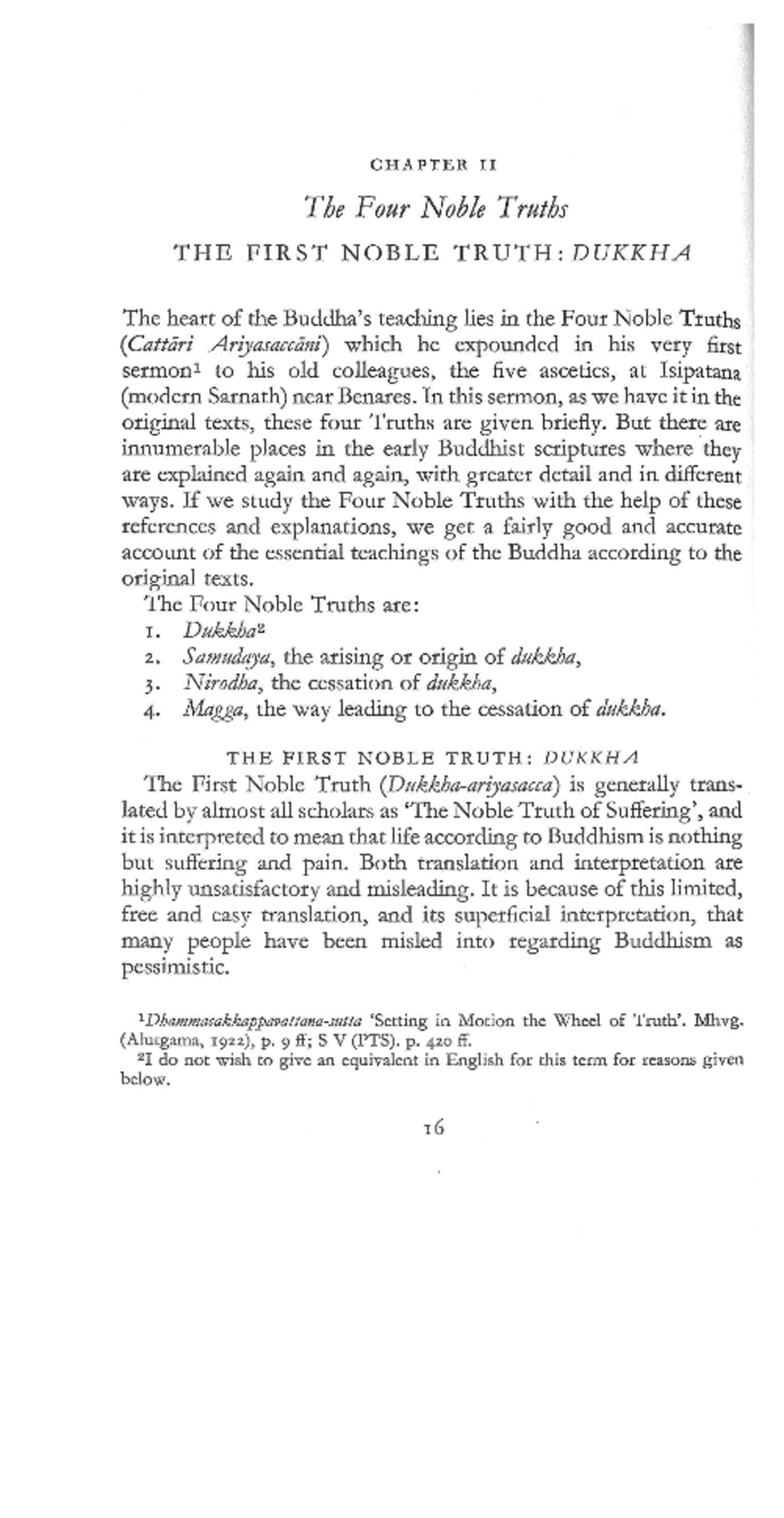 4 noble truths reading - CHAPTER II The Four Noble Truths THE FIRST ...