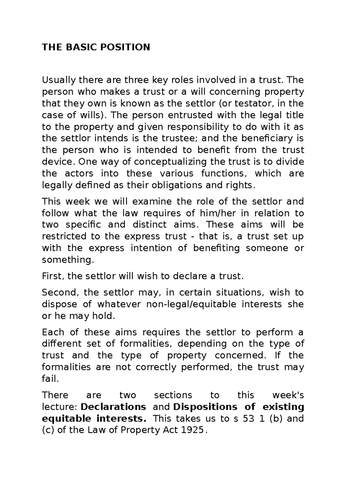 Formalities 1 lecture text - THE BASIC POSITION Usually there are three ...