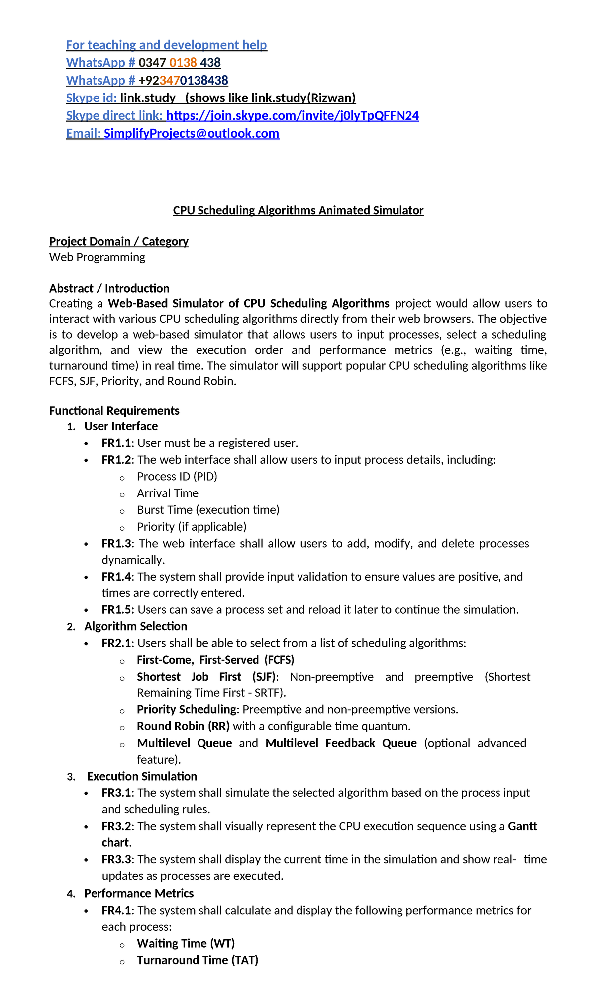 CPU Scheduling Algorithms Animated Simulator - For teaching and development help WhatsApp # 0347 ...
