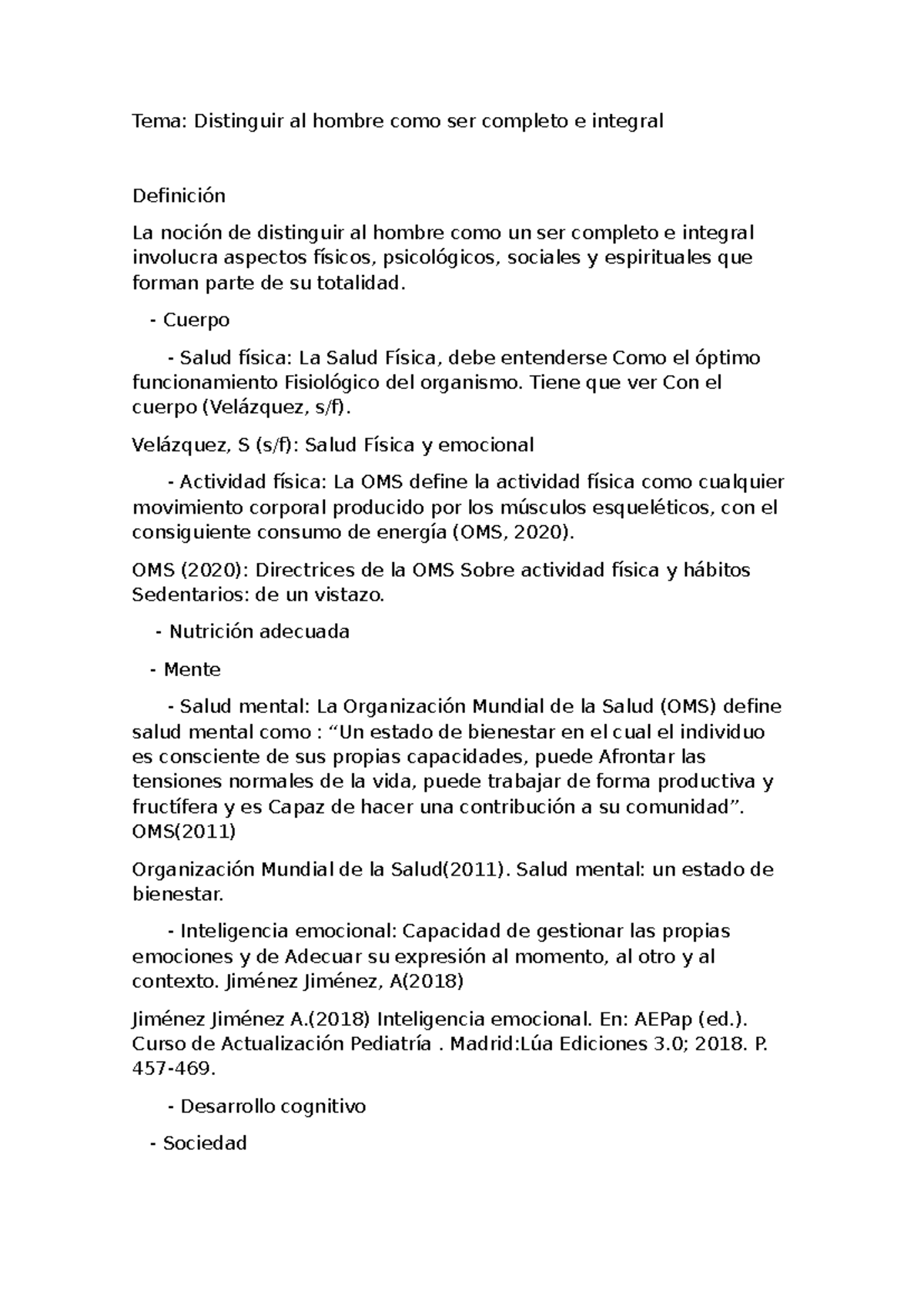 Antropología - Tema: Distinguir al hombre como ser completo e integral ...