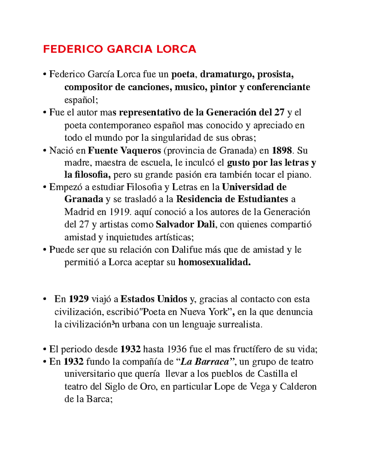 Federico Garcia Lorca - Appunti sull'autore, la sua poetica e le sue ...