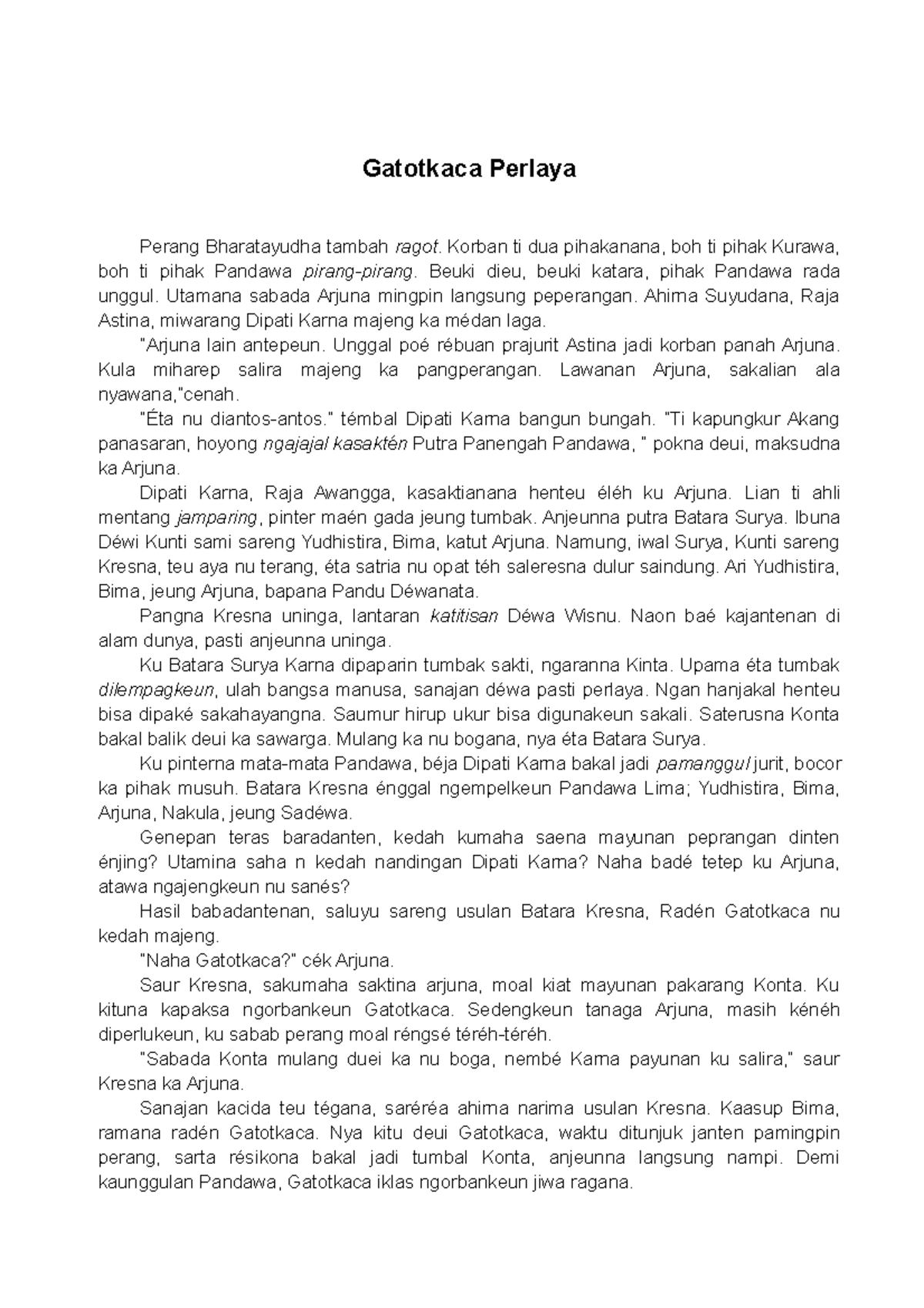273601209-Carita-Wayang - Gatotkaca Perlaya Perang Bharatayudha tambah ragot. Korban ti dua ...