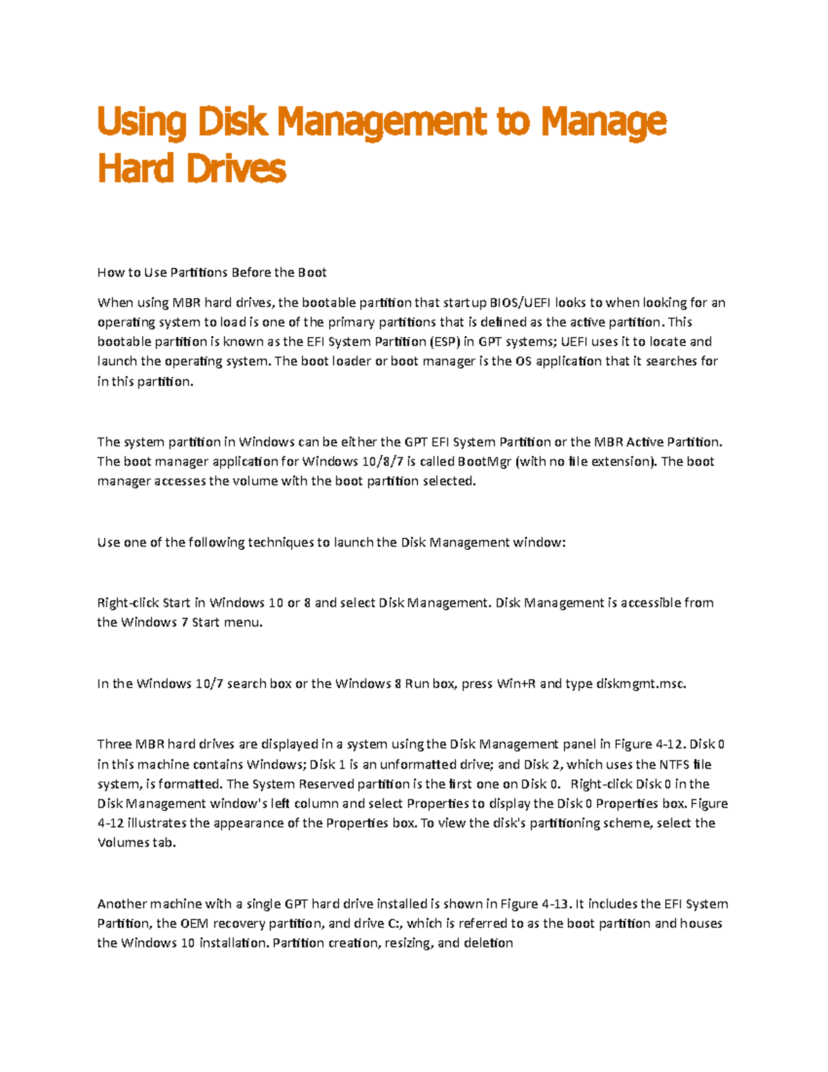 Using Disk Management to Manage Hard Drives - This bootable partition ...