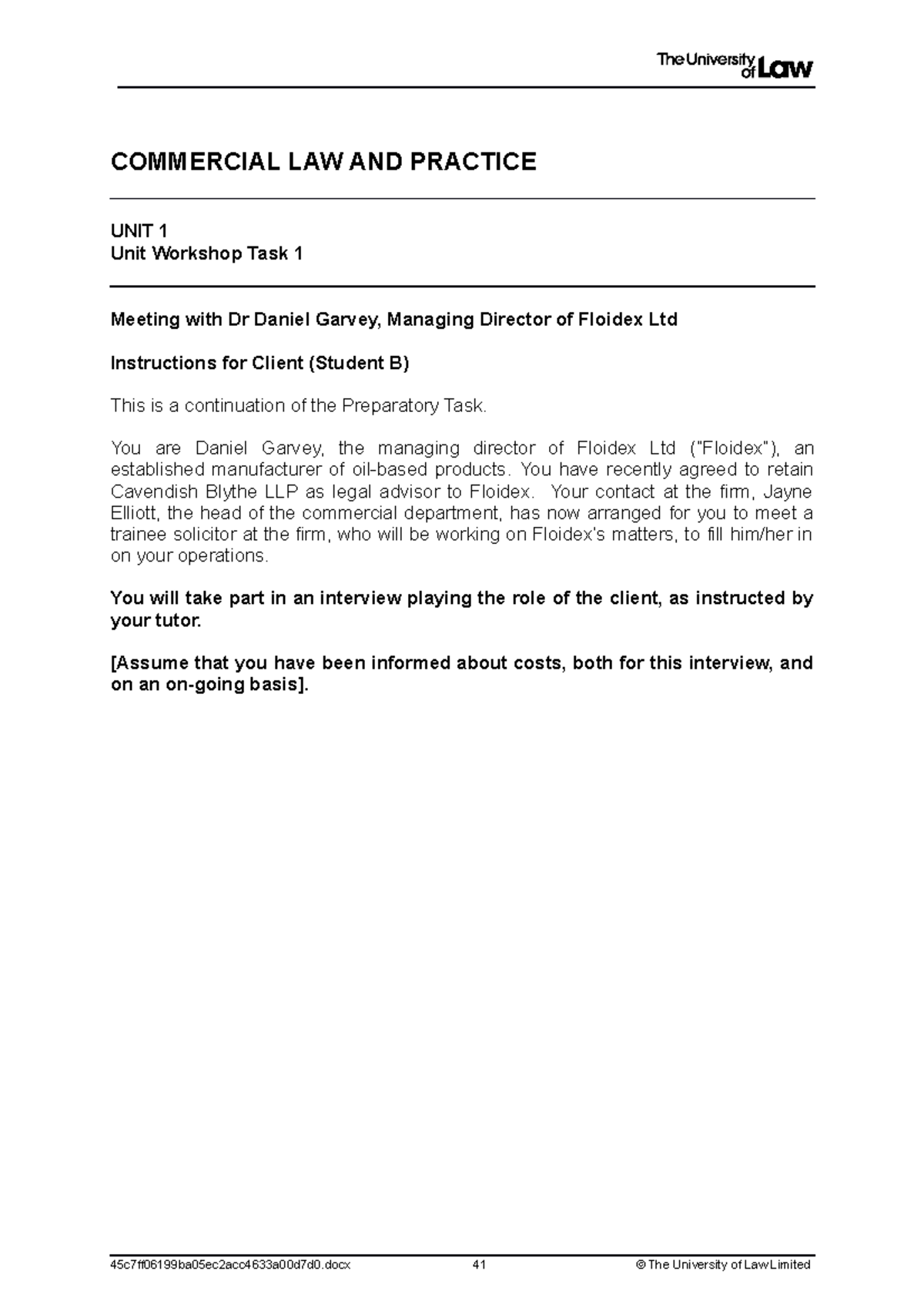 WS Task 1 - Managing D Info - COMMERCIAL LAW AND PRACTICE UNIT 1 Unit ...