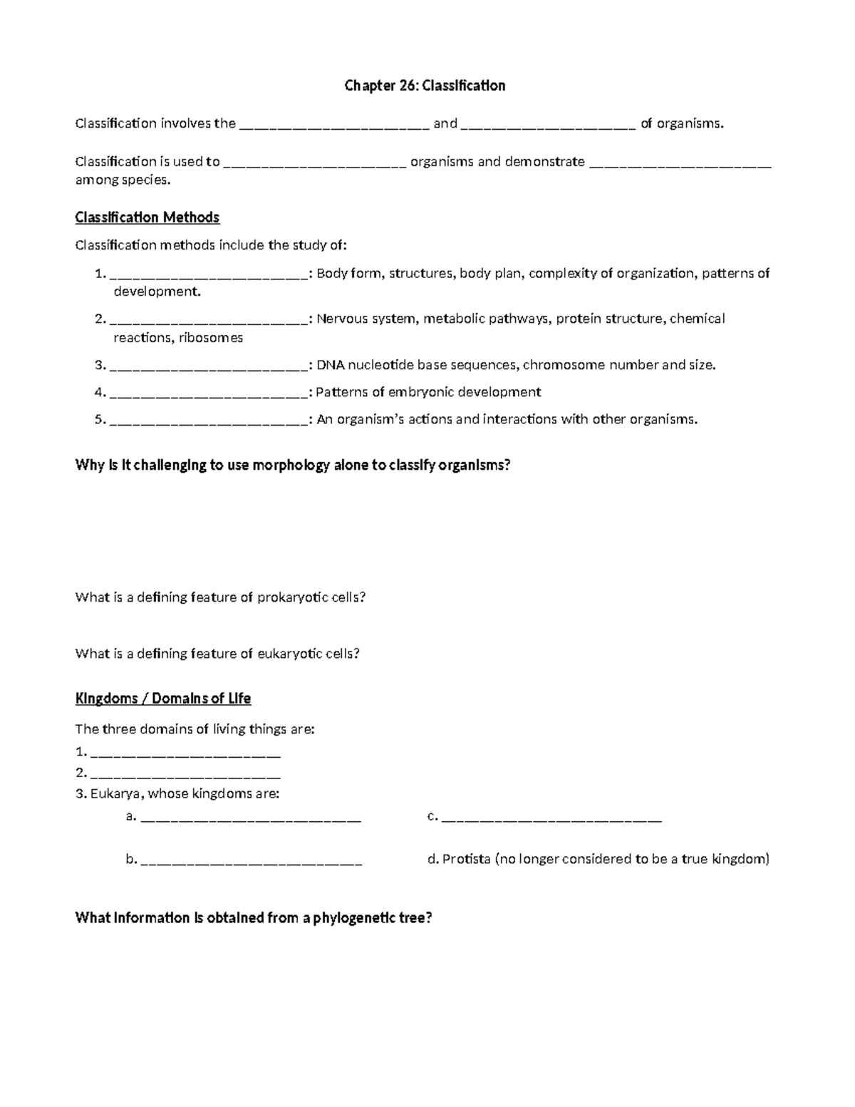 200 Classification fill-in notes - Chapter 26: Classification ...