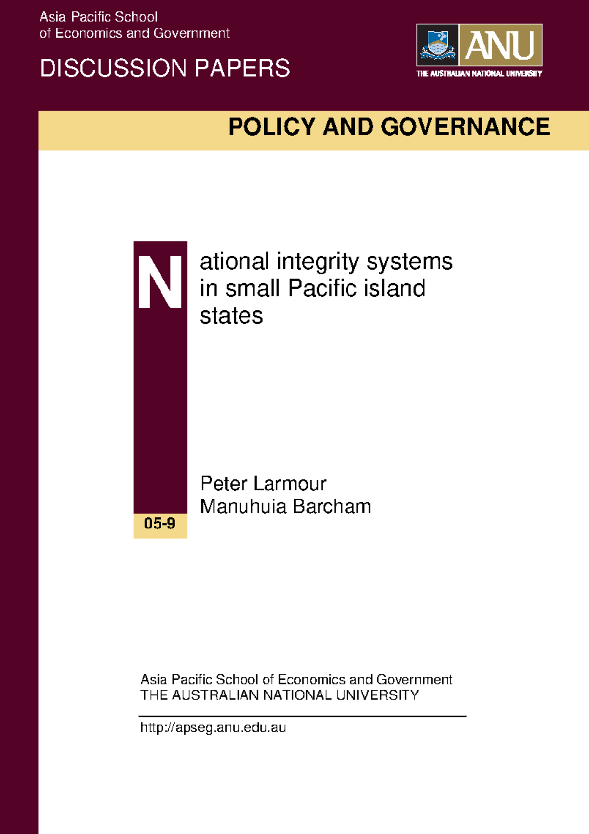 National Integrity System in Pacific Island States - N 05- POLICY AND ...