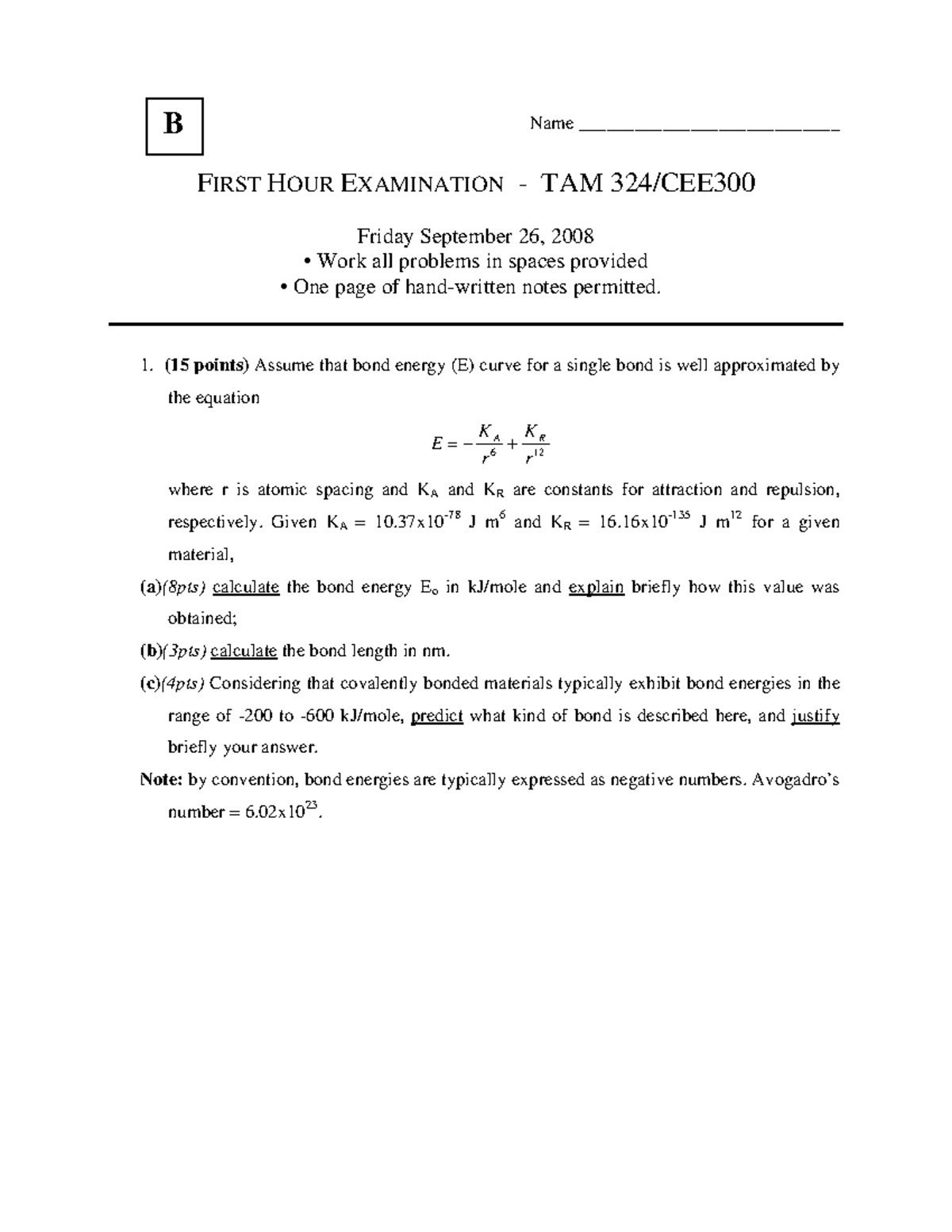 CEE300-Exam1 Sample 2 - Class notes - Name ...