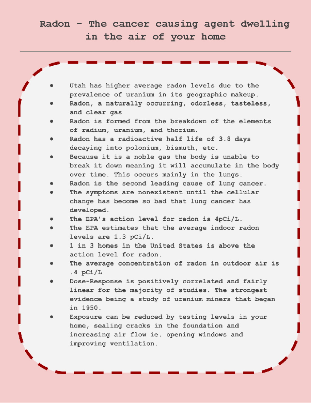 Radon Fact Sheet - Google Docs - Radon - The cancer causing agent ...