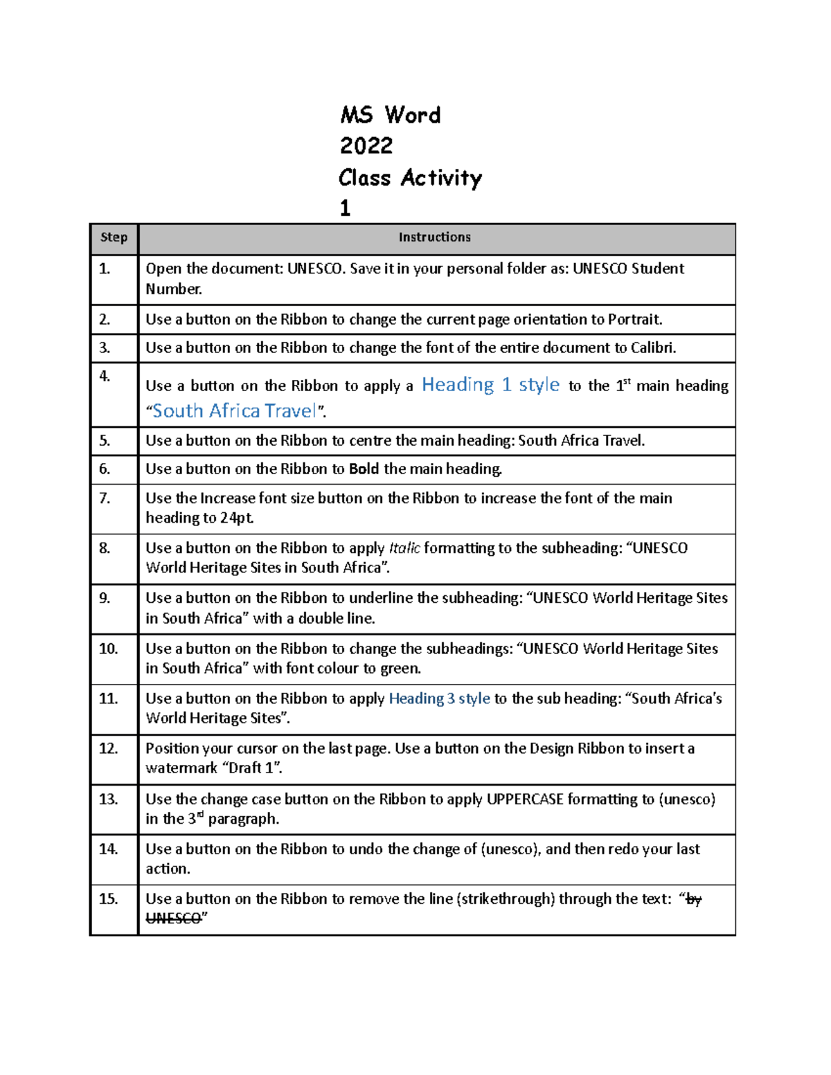 MS Word 2022 Key App - ms word class activity - MS Word 2022 Class ...