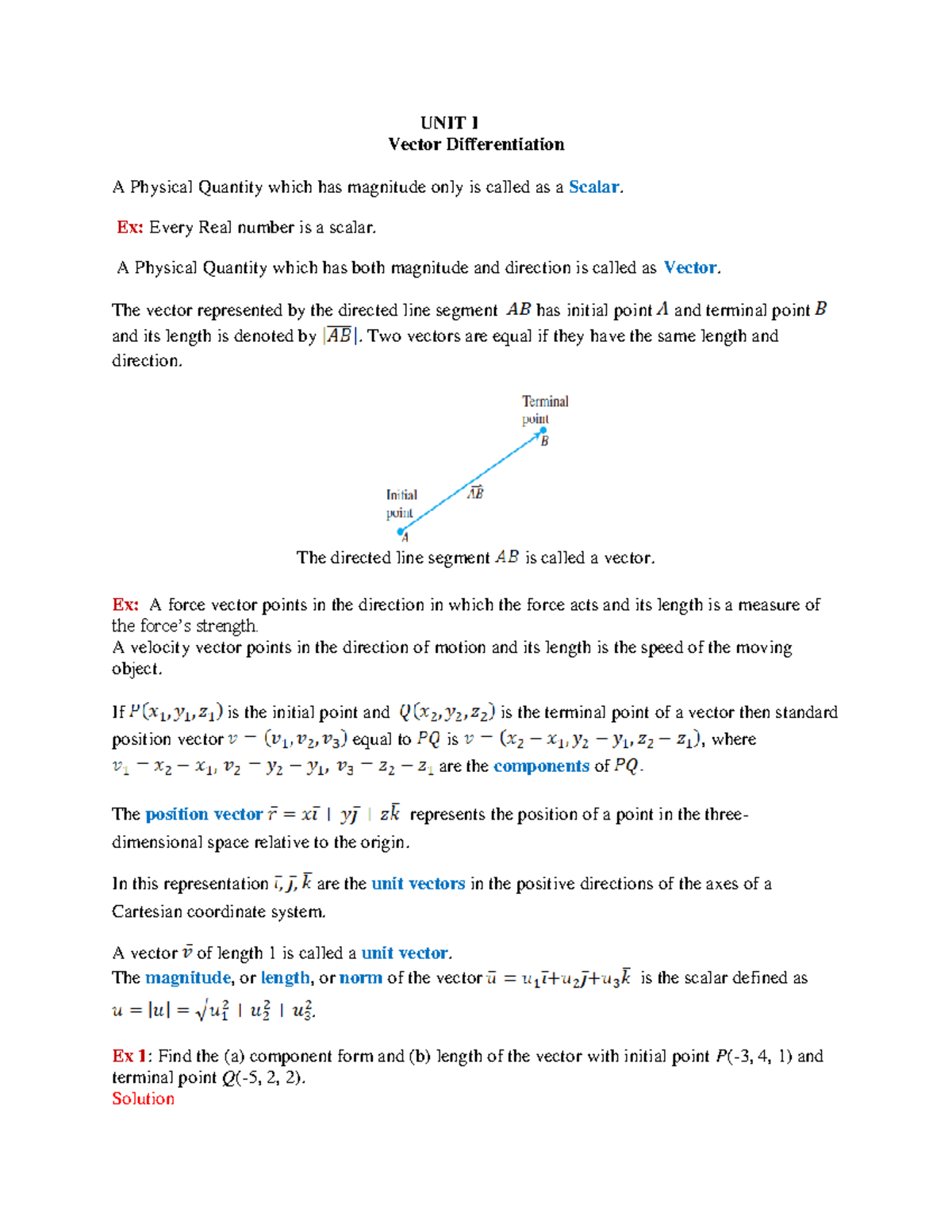 Maths - The above module consists of all about vector differentiation. - UNIT I Vector - Studocu