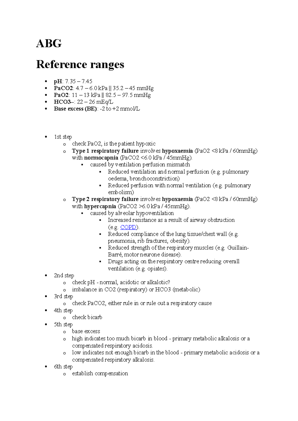 ABG - how to read bag - ABG Reference ranges pH: 7 – 7. PaCO2: 4 – 6 ...