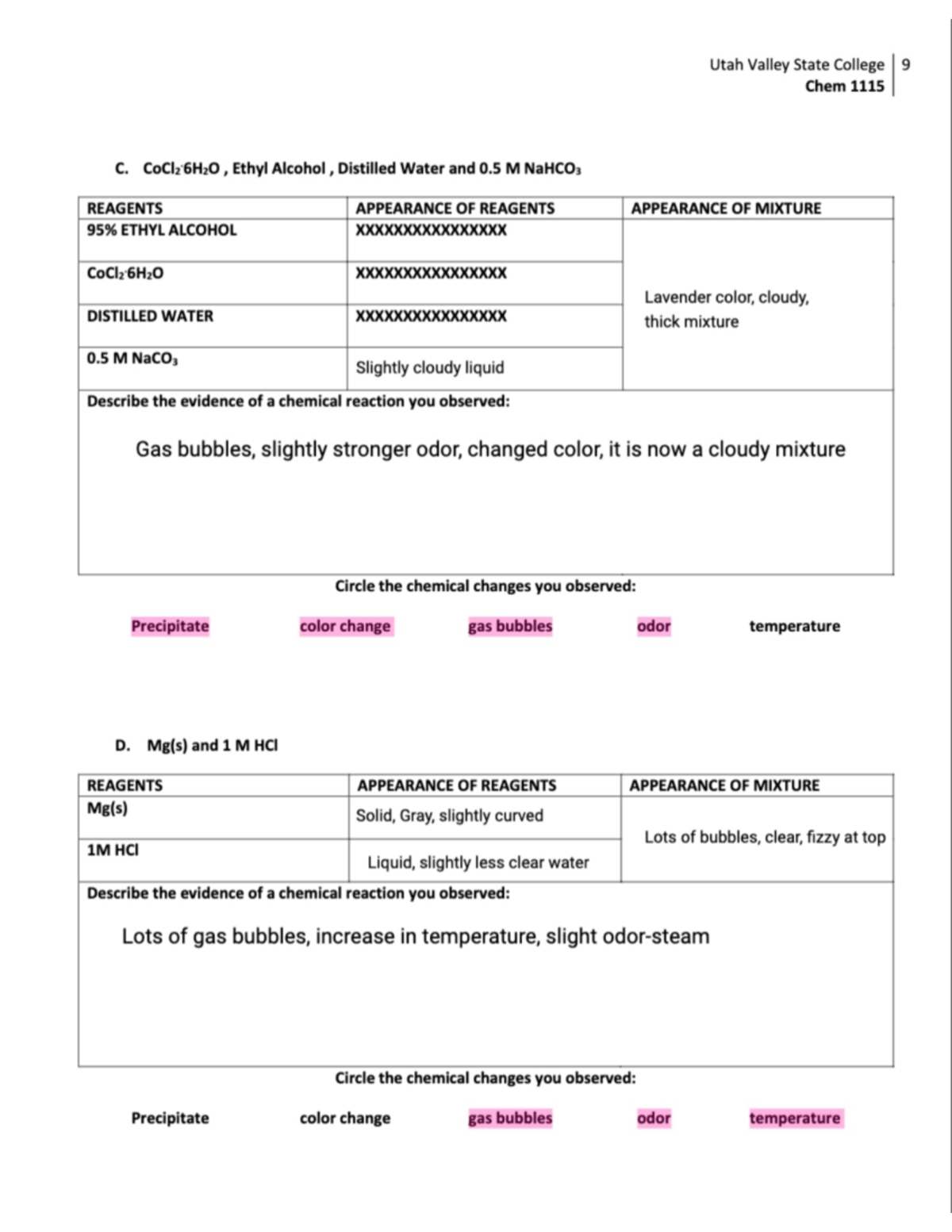 Chem Lab 3 Data pg 2 - Lab data sheet for the third lab you complete in ...