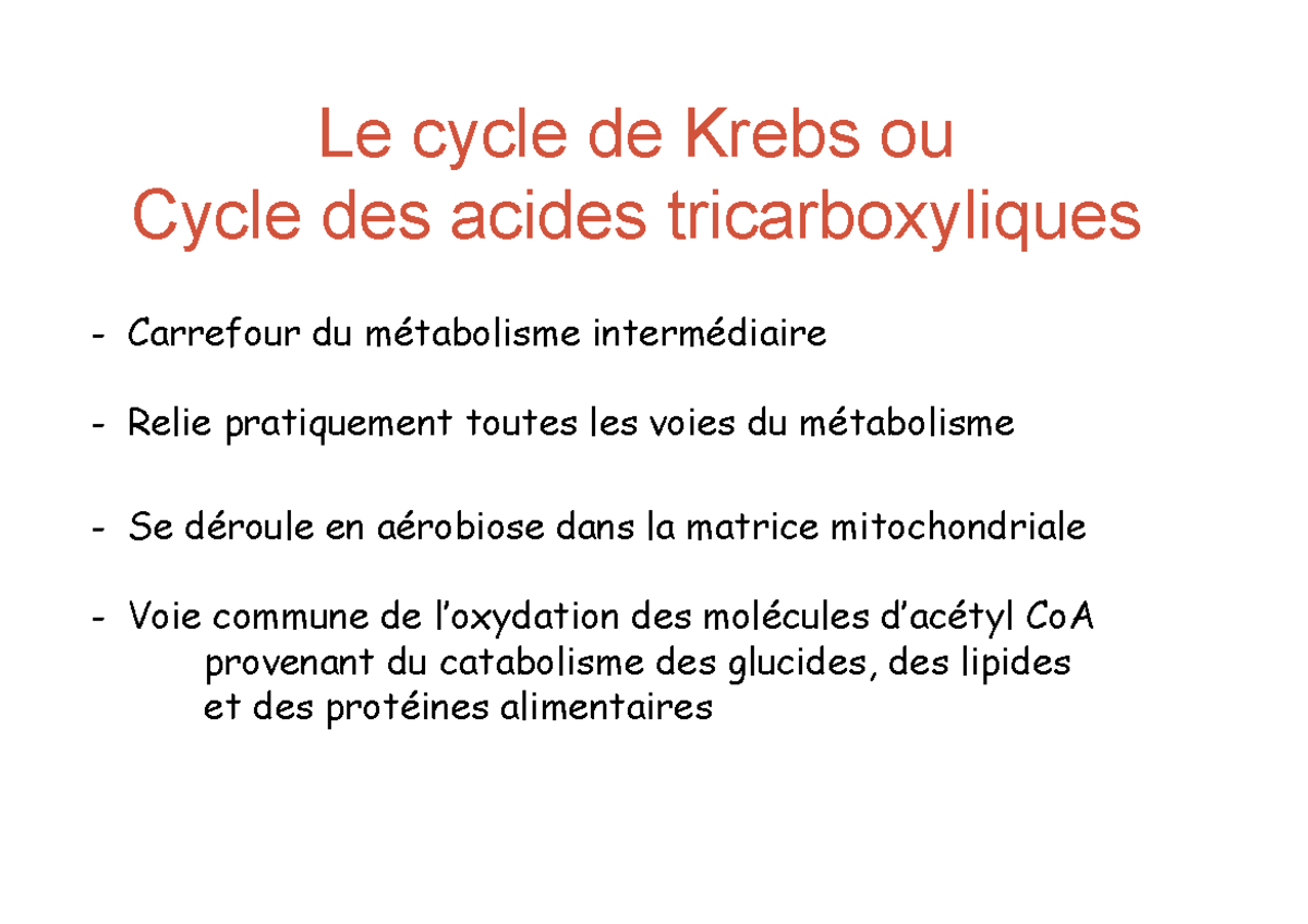 2Cycle de Krebs - Warning: Error during font loading: XMLHttpRequest is not defined Le cycle de ...